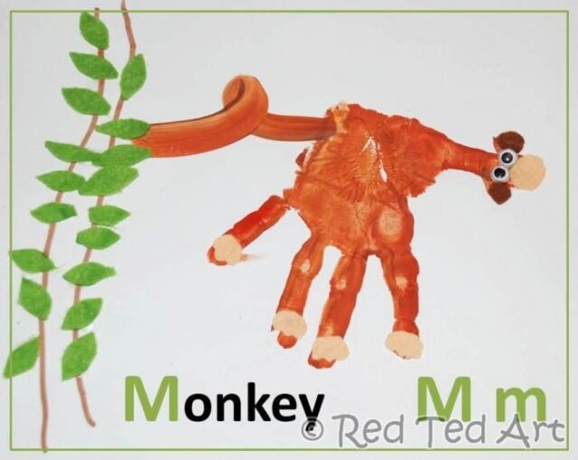 Handprint Alphabet - M for Monkey - Red Ted Art - Kids Crafts
