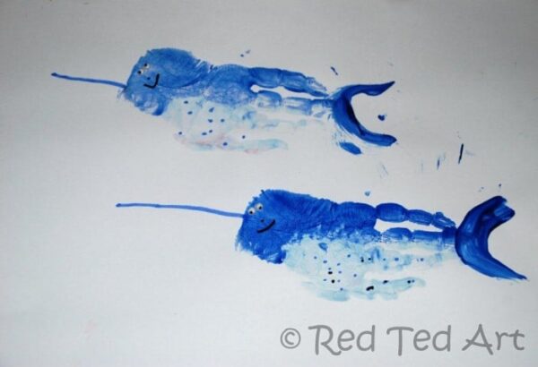 Handprint Alphabet - N for Narwhal - Red Ted Art - Kids Crafts