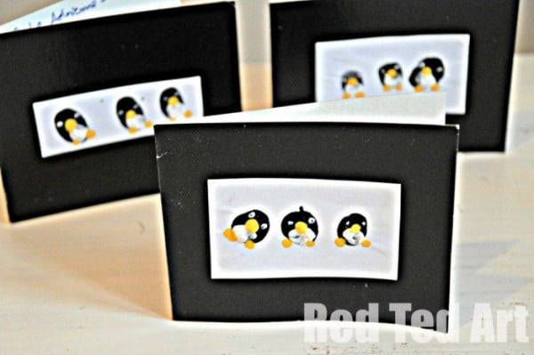 Kids Crafts: Penguin Finger Print Cards (Thank You Cards) - Red Ted Art ...