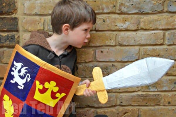 How to make a Knight's Shield from a Cardboard Box - Red Ted Art