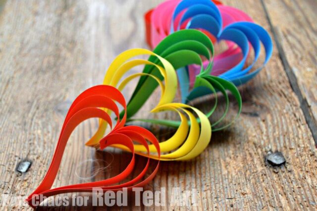 Valentine's Decorations: Paper Hearts - Red Ted Art - Kids Crafts