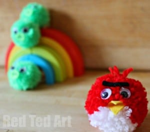 Pompom Crafts: Angry Birds - Red Ted Art - Kids Crafts