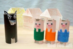 Fairy Tale Crafts: 3 Little Pigs - Red Ted Art - Kids Crafts