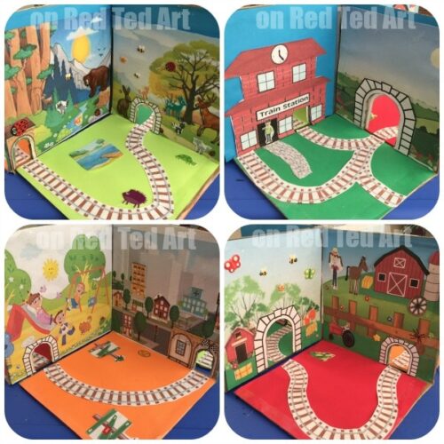 DIY Foldable Take Along Train Set - Red Ted Art - Kids Crafts