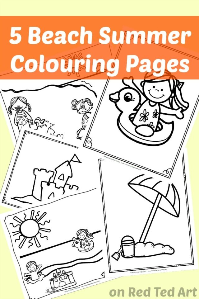 5 Free Beach Coloring Pages for Preschool - Red Ted Art