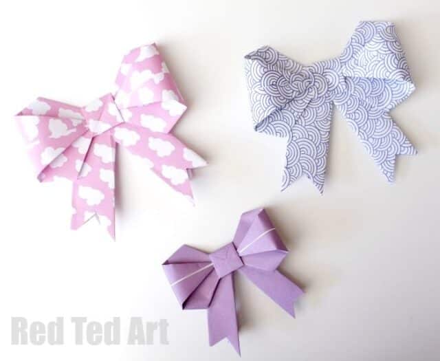 Origami Paper Bows - GORGEOUS GIFT WRAP IDEA! - Red Ted Art - Kids Crafts