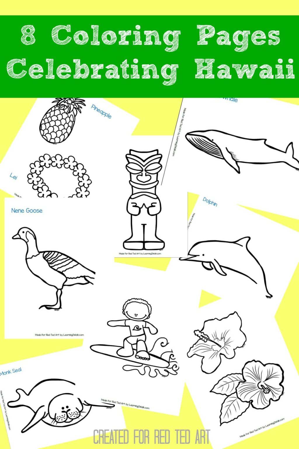 8 Hawaiian Coloring Pages for Kids - Red Ted Art - Kids Crafts