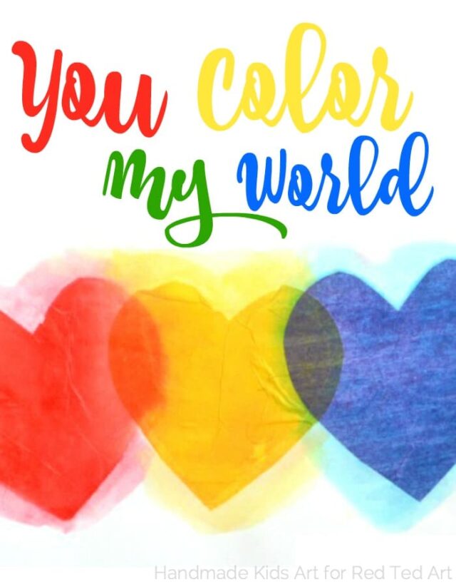 Color Mixing Tissue Paper Hearts - Red Ted Art - Kids Crafts