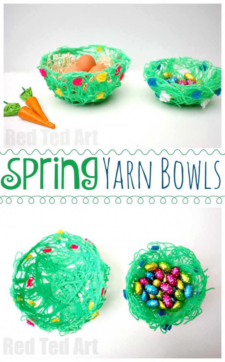 DIY Glue Yarn Bowls - cute and easy craft