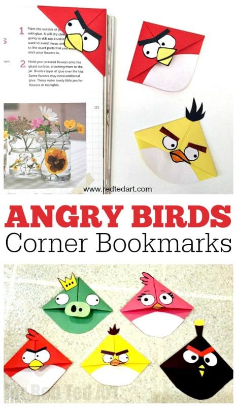 Angry Bird Crafts - Easy Bookmark Corners - Red Ted Art - Kids Crafts