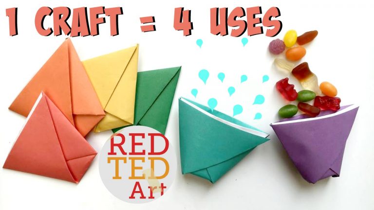 Origami Paper Cup & Ball Game - Red Ted Art - Kids Crafts