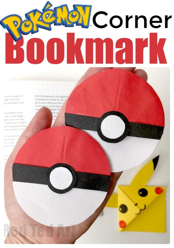 Pokeball Bookmark Corner - Fun with Pokemon Go - Red Ted Art - Kids Crafts