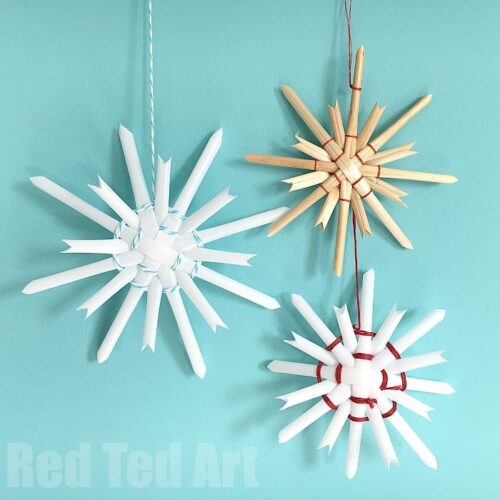 Traditional Straw Star Ornaments - Red Ted Art - Kids Crafts