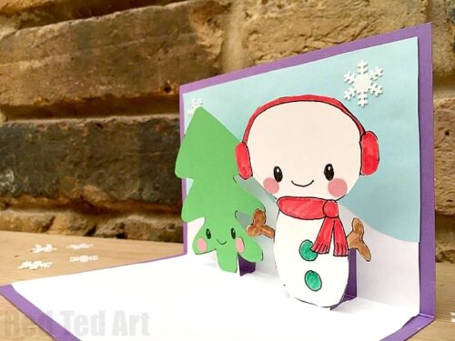 How to Make a 3D Christmas Card Pop Up DIY - Red Ted Art