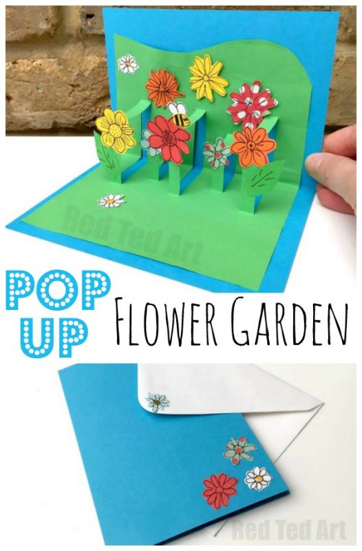 3D Flower Card DIY - Pop Up Cards for Kids - Red Ted Art - Kids Crafts