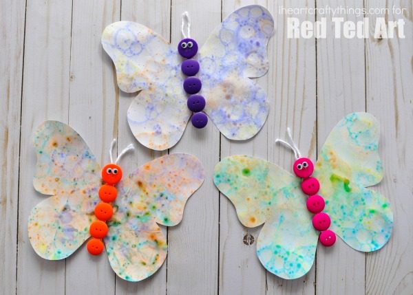 Bubble Art Butterflies - Red Ted Art - Kids Crafts