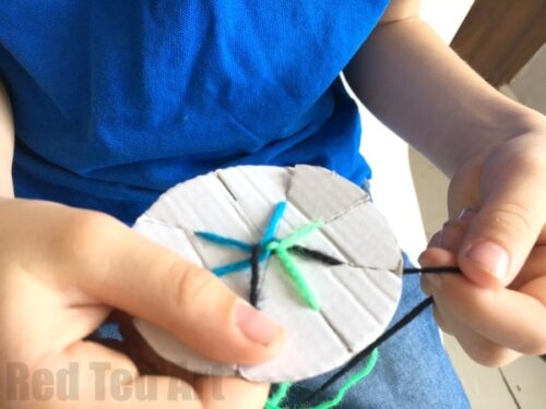 Easy Friendship Bracelets with Cardboard Loom - Red Ted Art - Kids Crafts