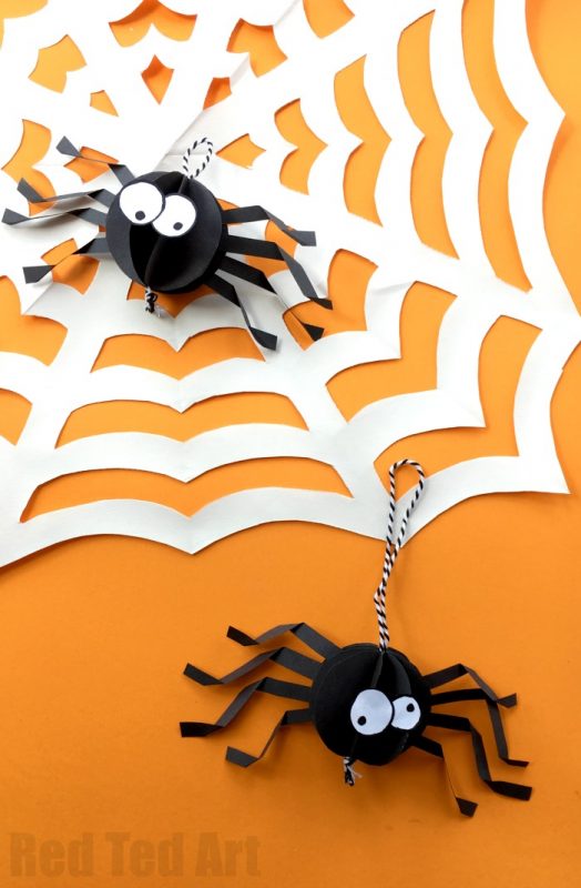 Easy 3d Paper Spider Craft - Red Ted ARt
