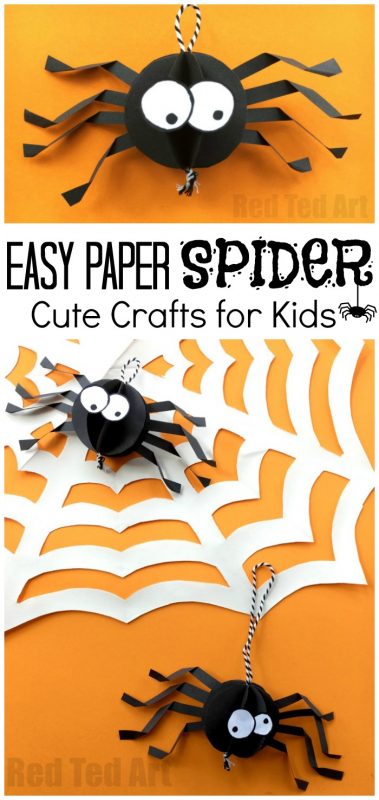 Easy 3d Paper Spider Craft - Red Ted ARt