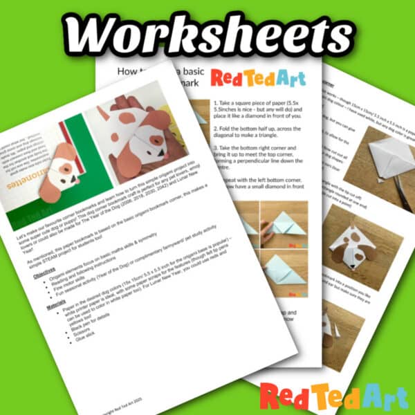 Emoji Dog Corner Bookmark - Red Ted Art - Kids Crafts