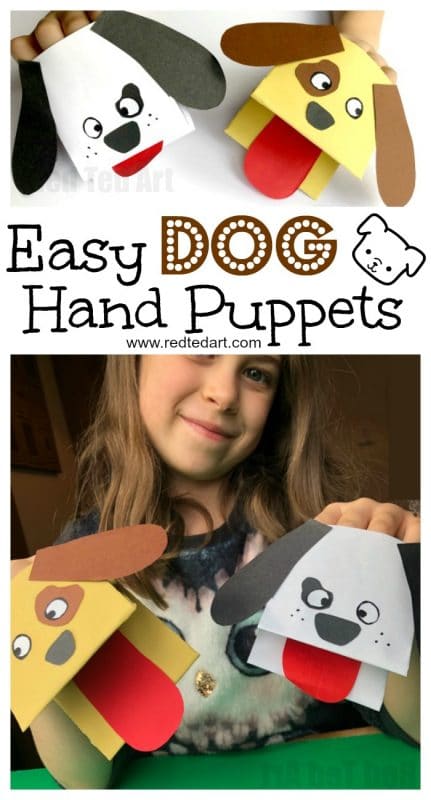 Easy Paper Dog Hand Puppet for Kids - Red Ted Art - Kids Crafts
