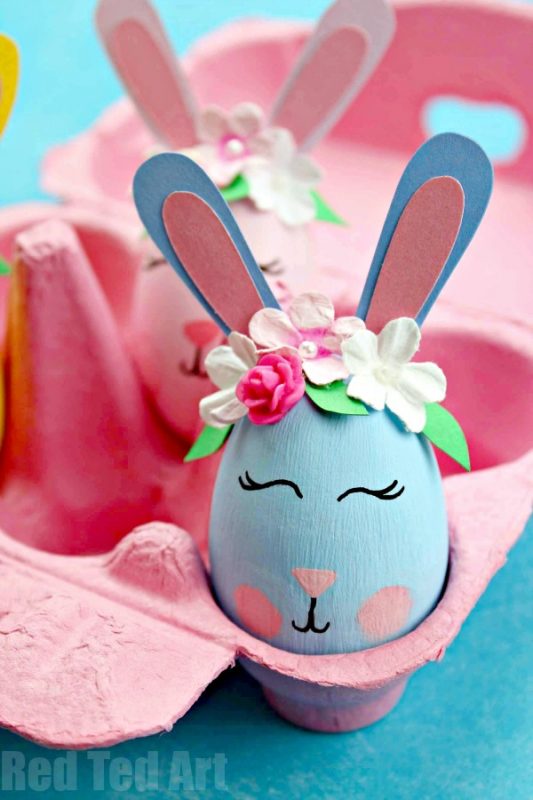 Flower Bunny Egg DIY - Red Ted Art - Kids Crafts