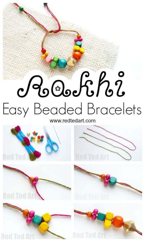 How to make a Bead Rakhi Bracelet with Kids - Red Ted Art - Kids Crafts