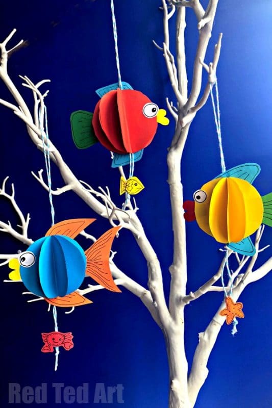 3D Paper Fish Decoration - Red Ted Art - Kids Crafts