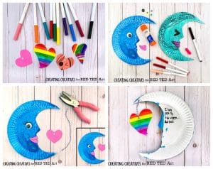 Paper Plate Moon for Valentine's Day - Red Ted Art - Kids Crafts