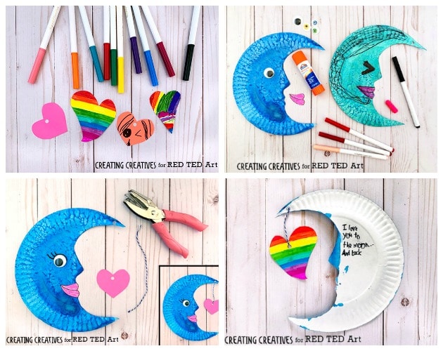 Paper Plate Moon for Valentine's Day - Red Ted Art - Kids Crafts