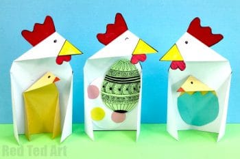 Triangle Paper Craft Chicken & Chick - Red Ted Art - Make crafting with ...