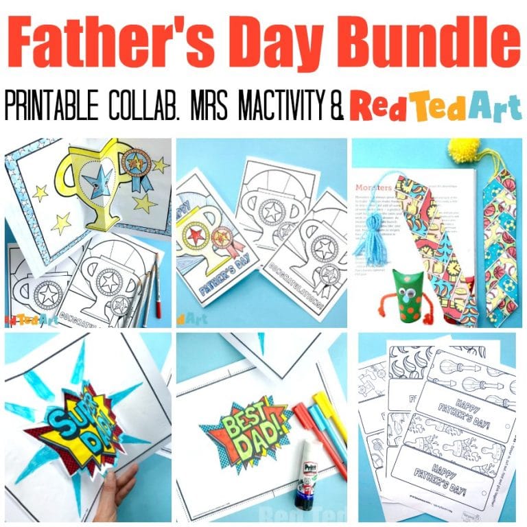 Coloring Bookmarks for Father's Day - Red Ted Art - Kids Crafts