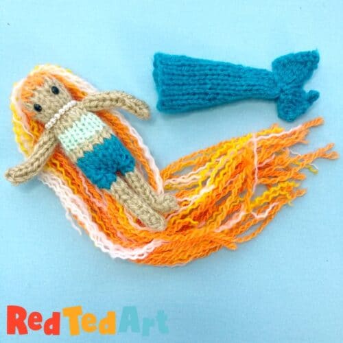 Mini Mermaid Knitting Pattern for Beginners - Red Ted Art - Kids Crafts