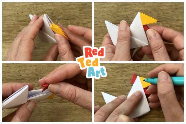 Origami Tangram Chicken Craft for Spring - Red Ted Art - Kids Crafts