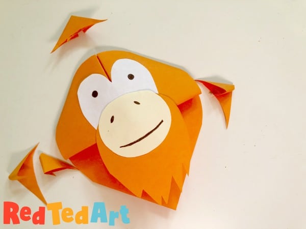 Easy Orangutan Corner Bookmark - Red Ted Art - Kids Crafts