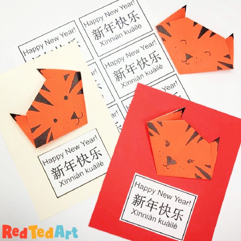 Simple Origami Tiger Face Craft For Kids - Red Ted Art