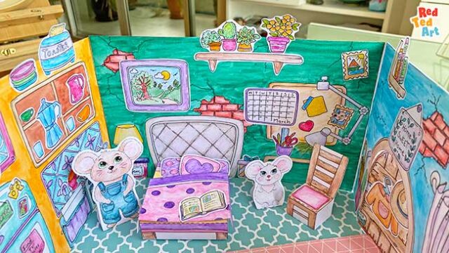 Printable Mouse House Craft - make your own Mouse Family