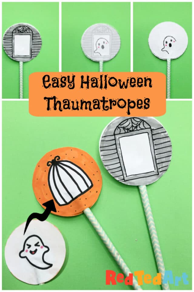 Halloween Thaumatrope - Catch the Ghost - Red Ted Art - Easy Crafts