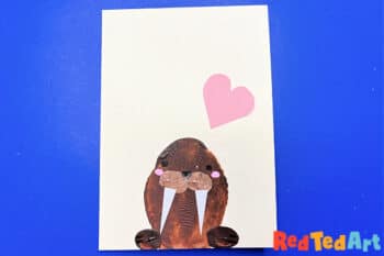 CutePotato Print Walrus Valentines Card - Red Ted Art