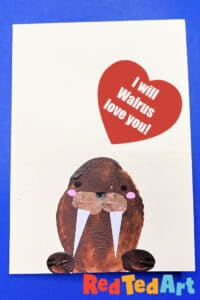 CutePotato Print Walrus Valentines Card - Red Ted Art