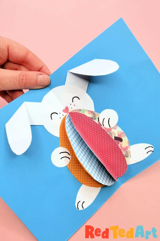 Pop Up Easter Egg & Bunny Card - Red Ted Art