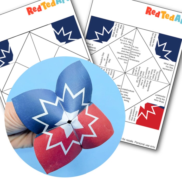 Juneteenth Flag Cootie Catcher Facts - Red Ted Art