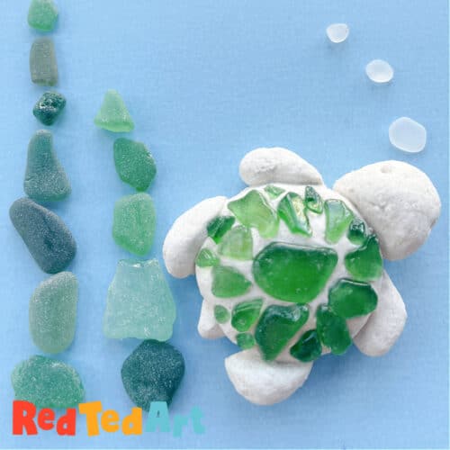 Easy Sea Glass Turtle Craft Idea - Red Ted Art - Easy Kids Crafts