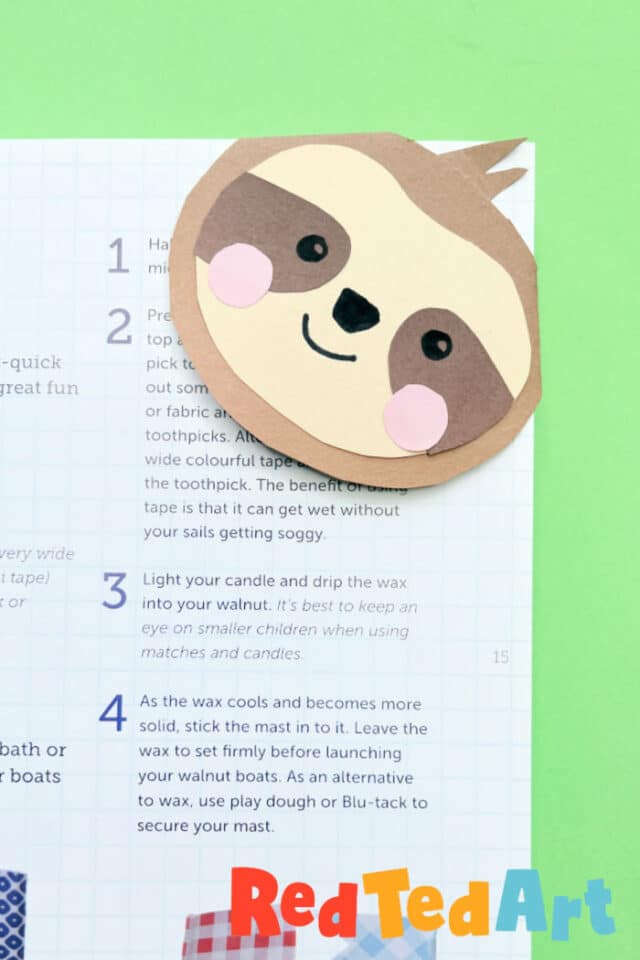 DIY Sloth Bookmark Corner - Red Ted Art - Easy Kids Crafts