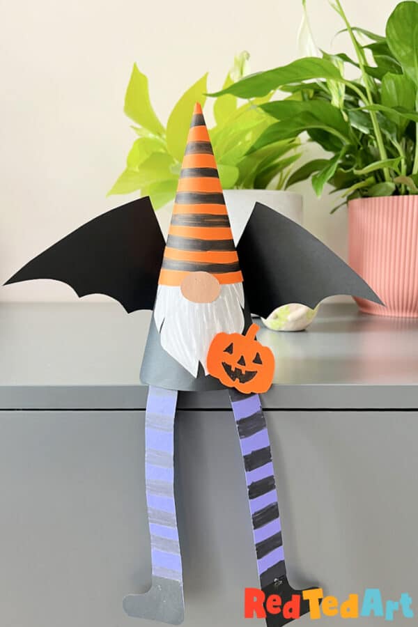 Easy Halloween Paper Gnome with Legs (Easy & Fun Decor)