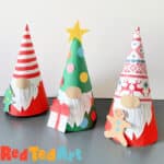3d Paper Christmas Gnomes - Red Ted Art - Kids Crafts