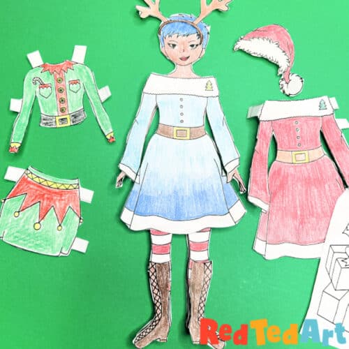 Printable Paper Dolls for Christmas - Red Ted Art - Kids Crafts