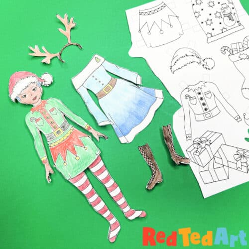 Printable Paper Doll Party Outfit - Red Ted Art - Kids Crafts