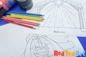 3d Nativity Coloring Page Printable - Red Ted Art - Kids Crafts