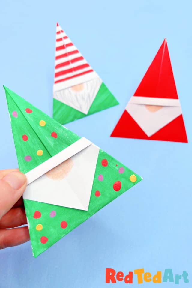 Easy Origami Gnome for Christmas - Red Ted Art - Kids Crafts